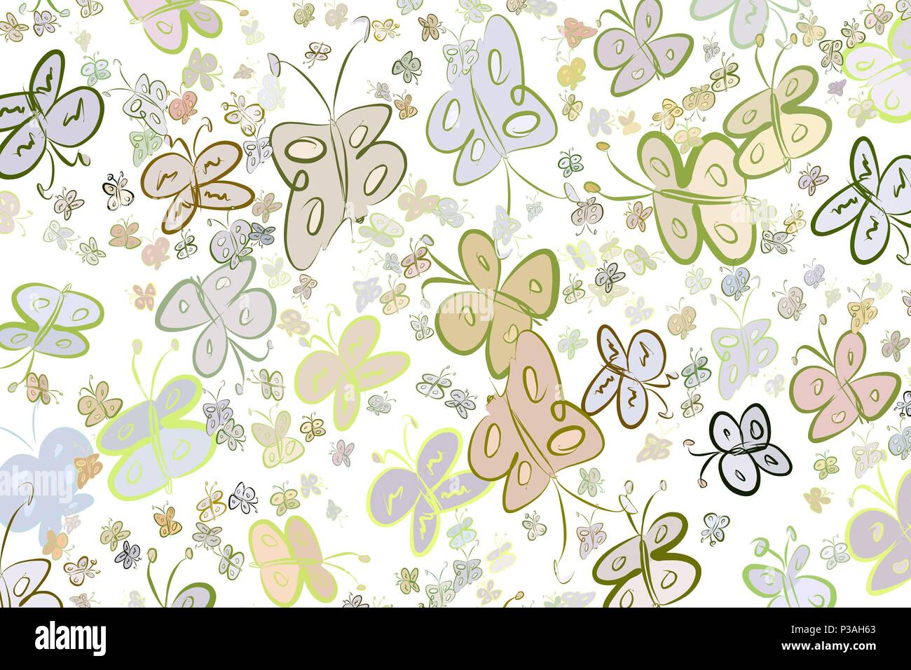 Abstract butterfly illustrations background. Cartoon style vector ...
