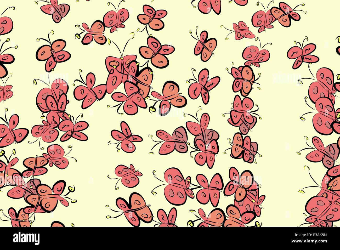 Butterfly illustrations background abstract, hand drawn. Cartoon style ...