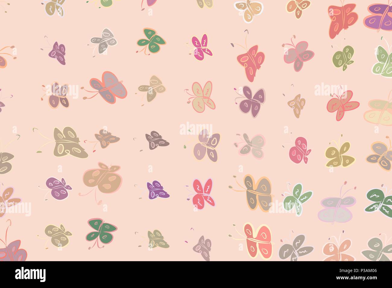 Butterfly illustrations background abstract, hand drawn. Cartoon style ...
