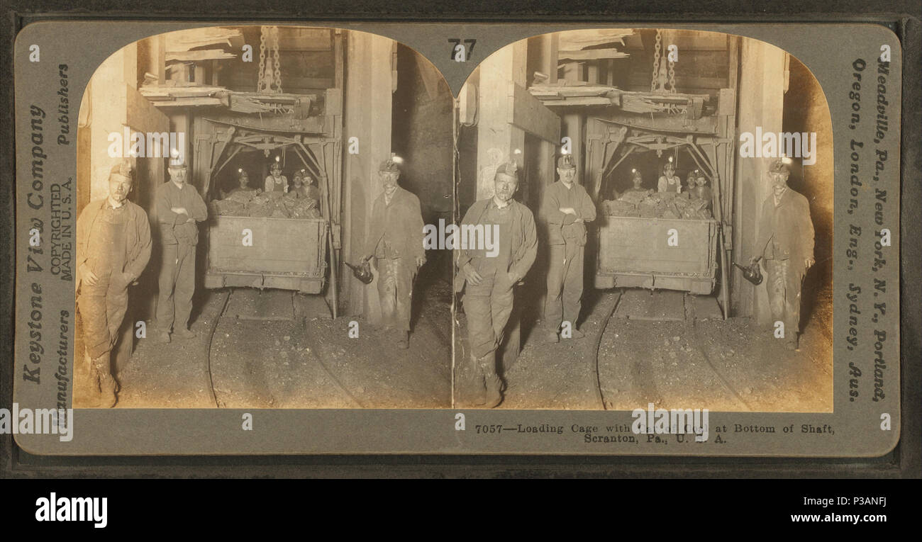171 Loading cage with car of coal at bottom of shaft, Scranton, Pa., U ...