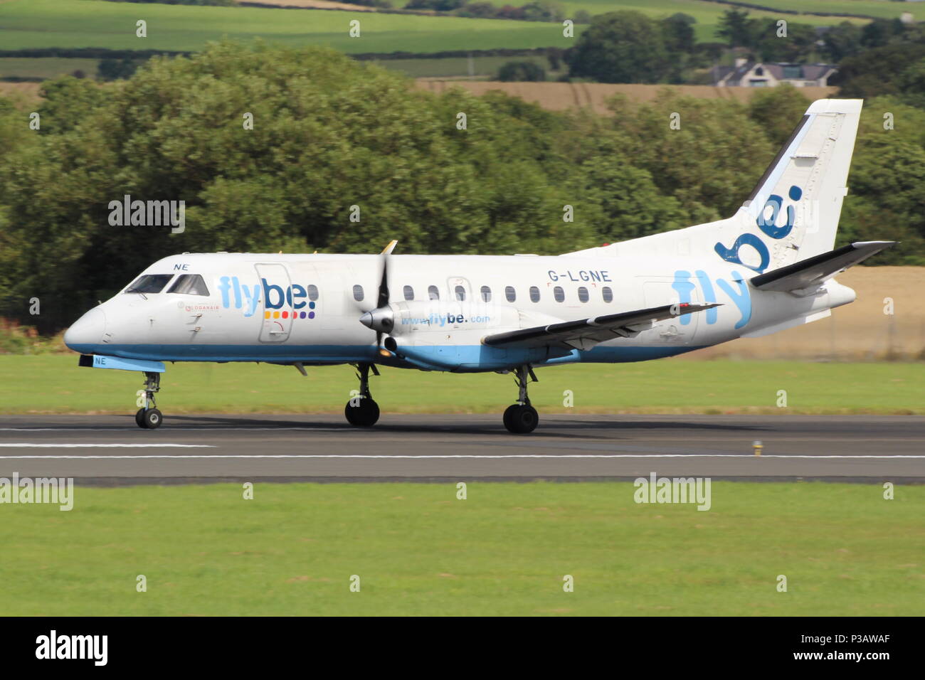 G-LGNE, a Saab 340B operated by Loganair in Flybe colours, during ...