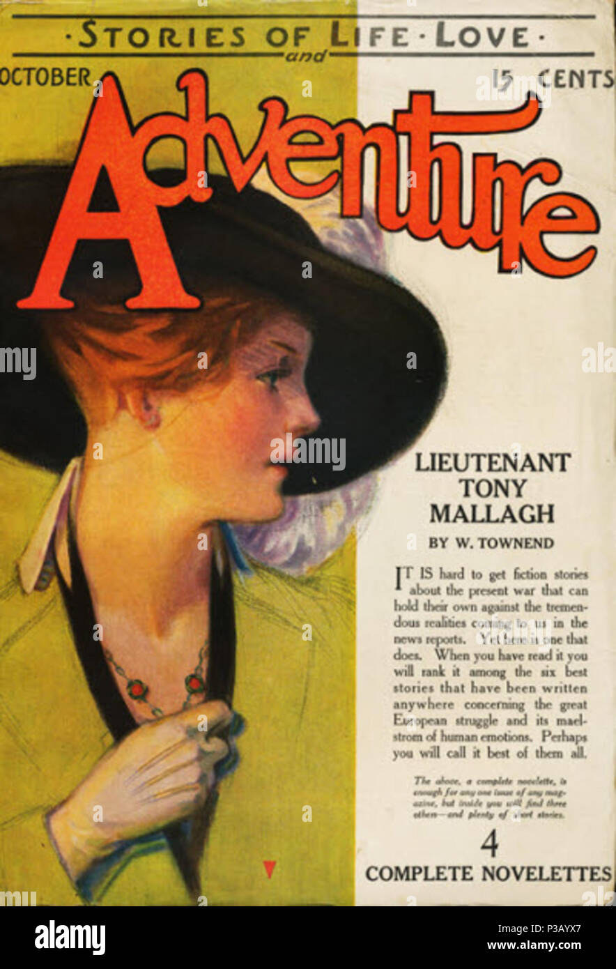 . English: Cover of Adventure, vol. 10 no. 6 (October 1915). October ...