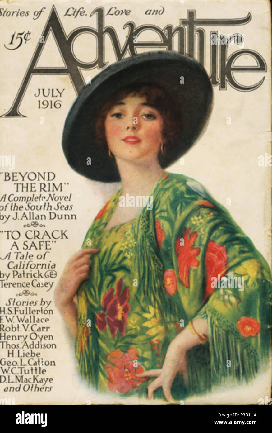 . English: Cover of Adventure, vol. 12 no. 3 (July 1916). July 1916 ...
