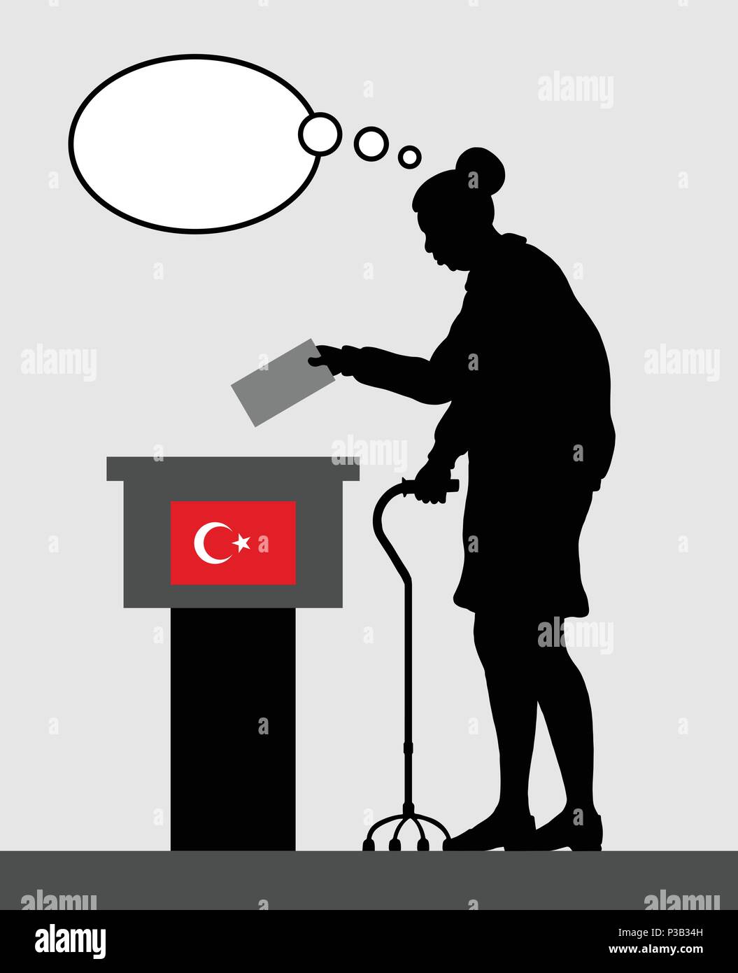 Turkish voter old woman voting for election in Turkey with thought ...