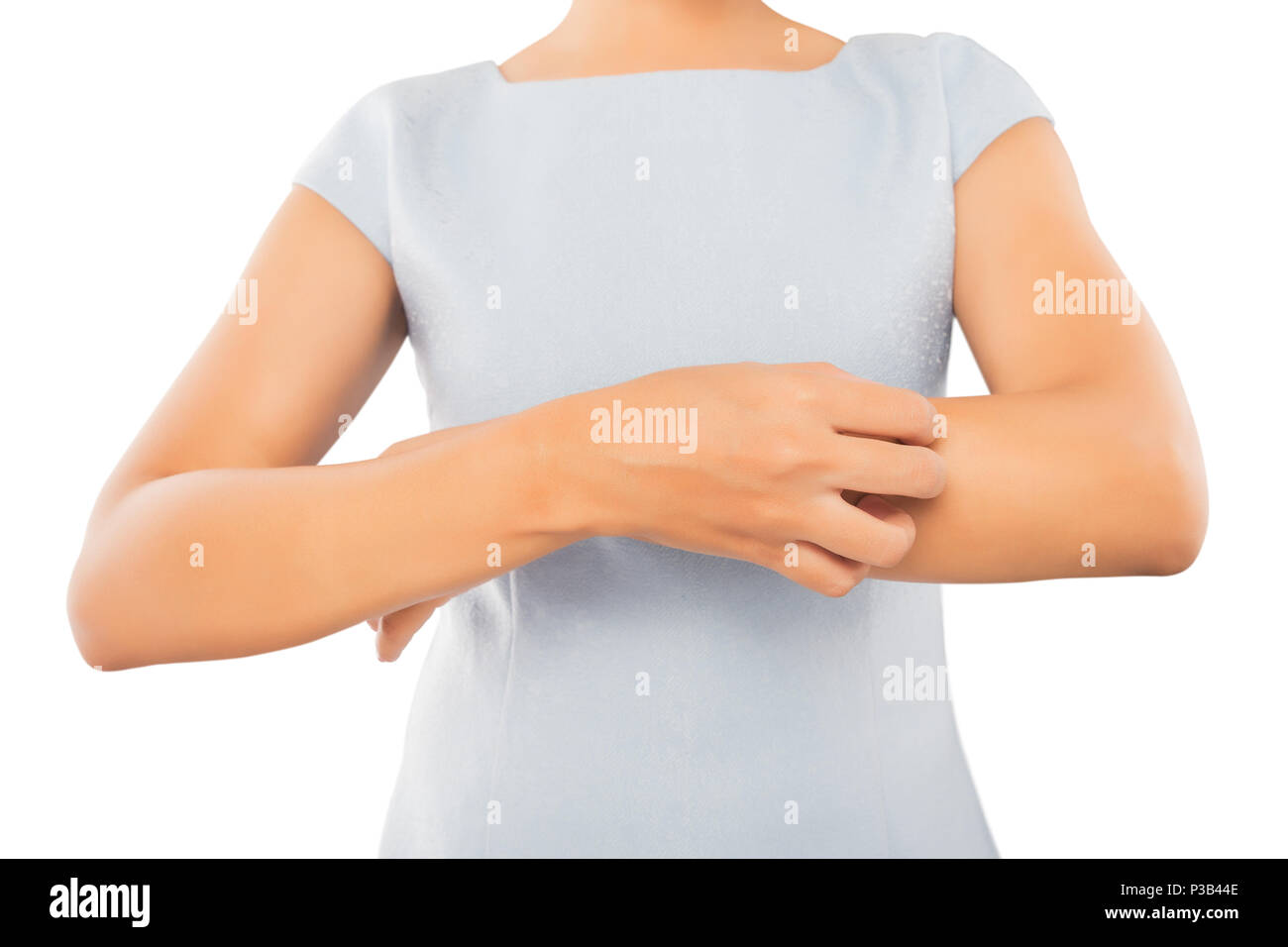 Lady scratch the itch with hand, Wrist, Itching, Concept with ...