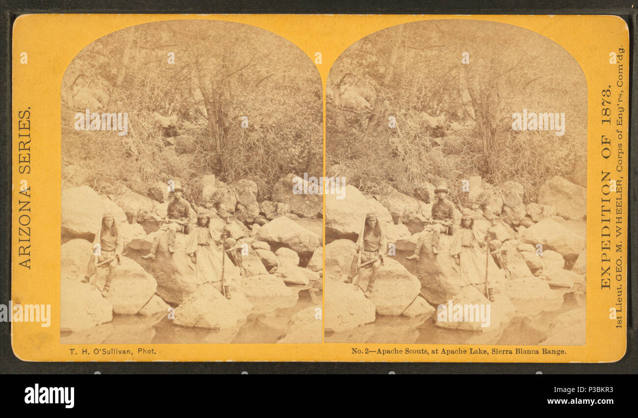 21 Apache scouts, at Apache Lake, Sierra Blanca range, by O'Sullivan ...