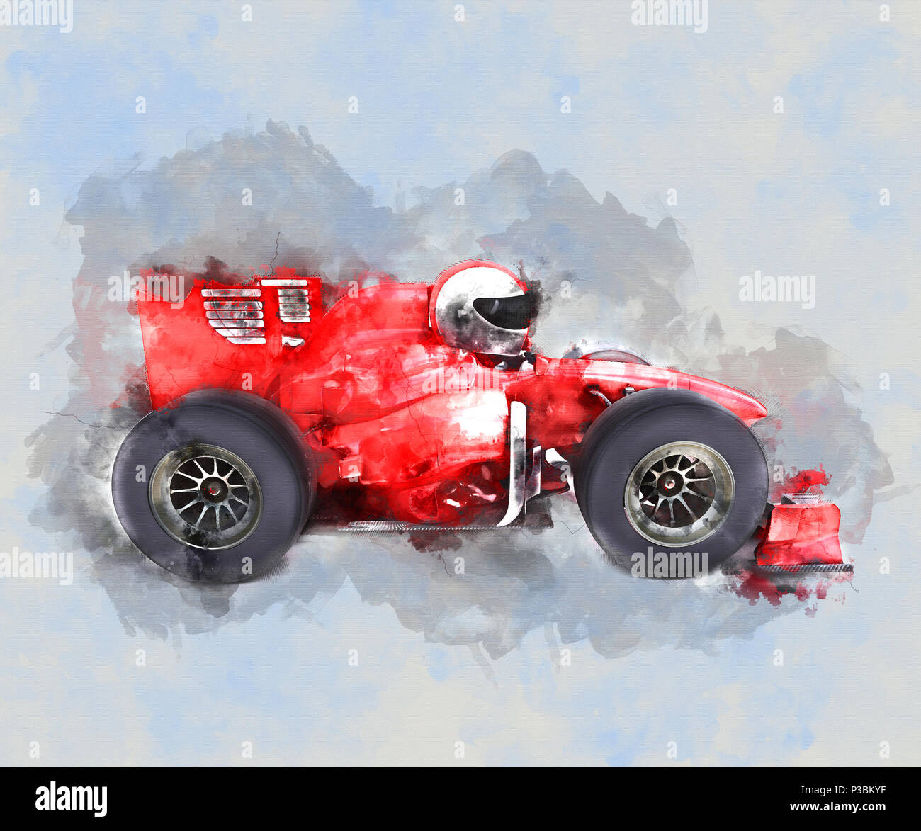 Watercolor effect painting of a generic racing car Stock Photo - Alamy