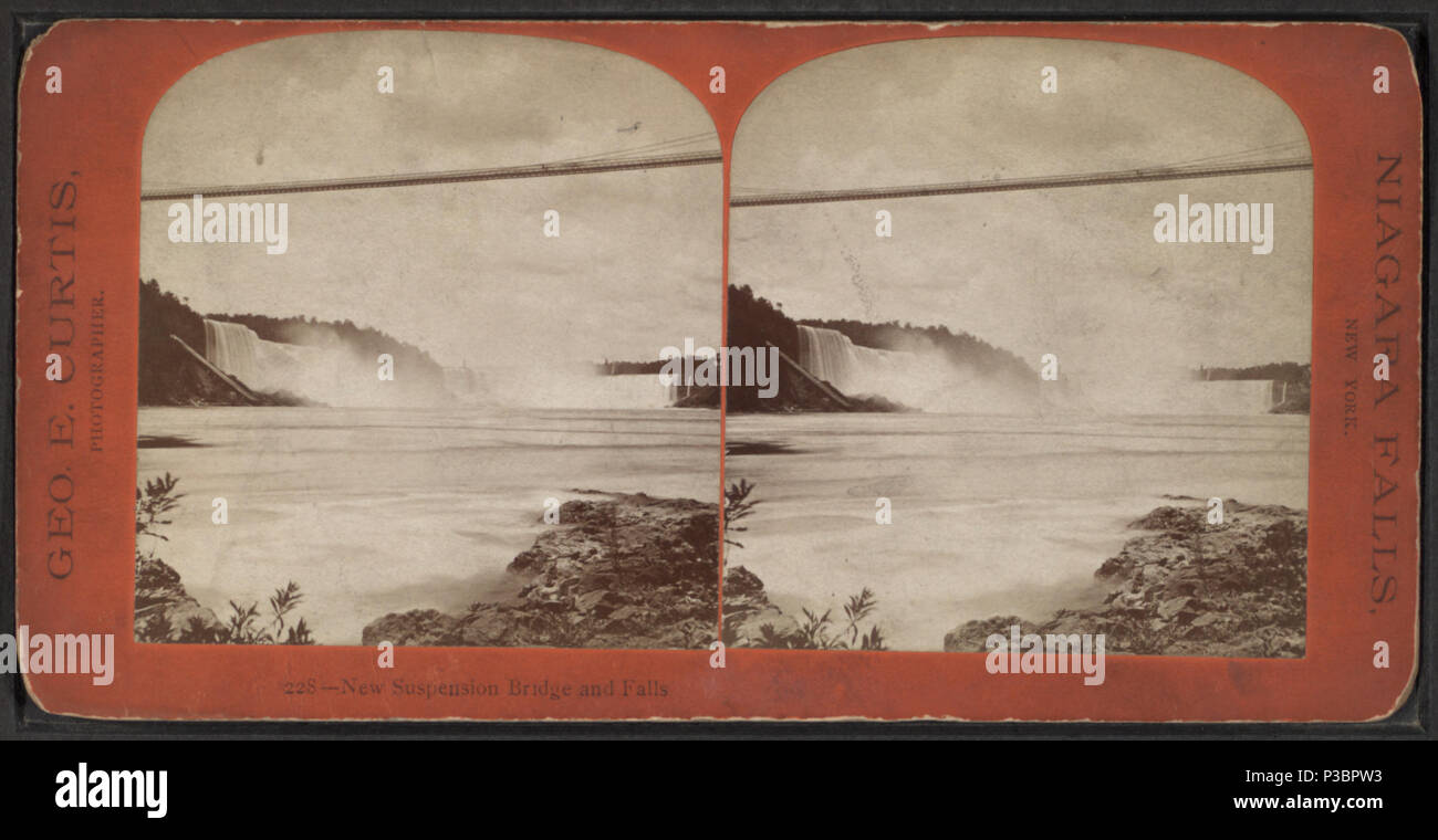 . New suspension bridge and falls. Coverage: 1869?-1880?. Digital item ...