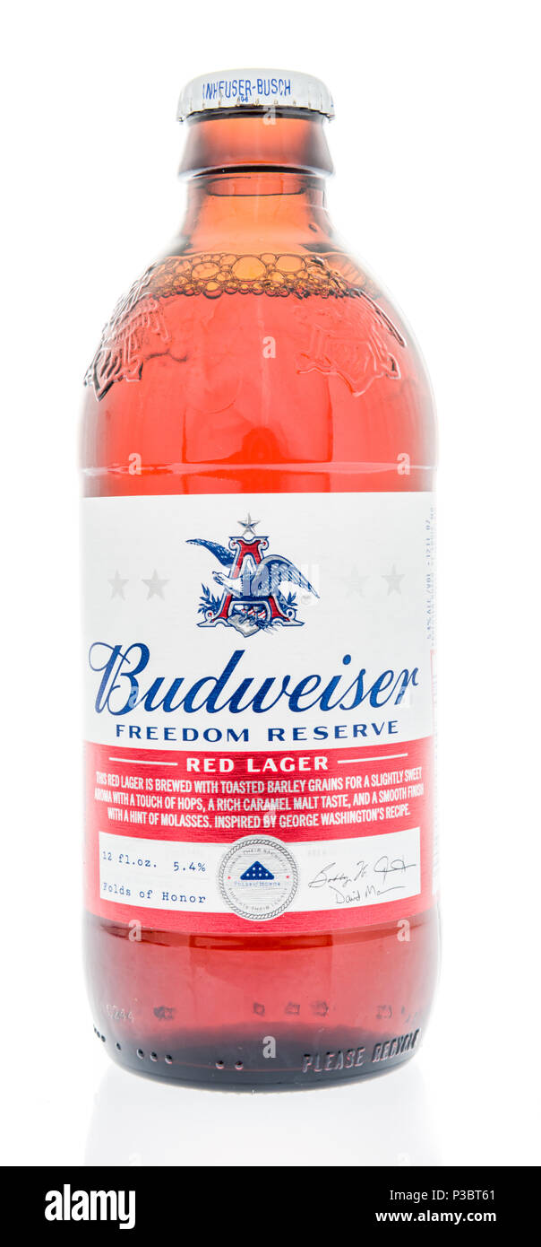 Winneconne, WI - 13 June 2018: A single bottle of Budweiser Freedom ...