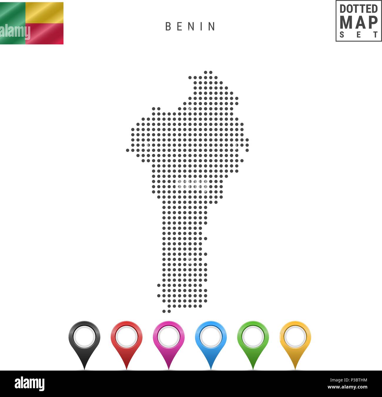 Vector Dotted Map of Benin. Simple Silhouette of Benin. The National ...