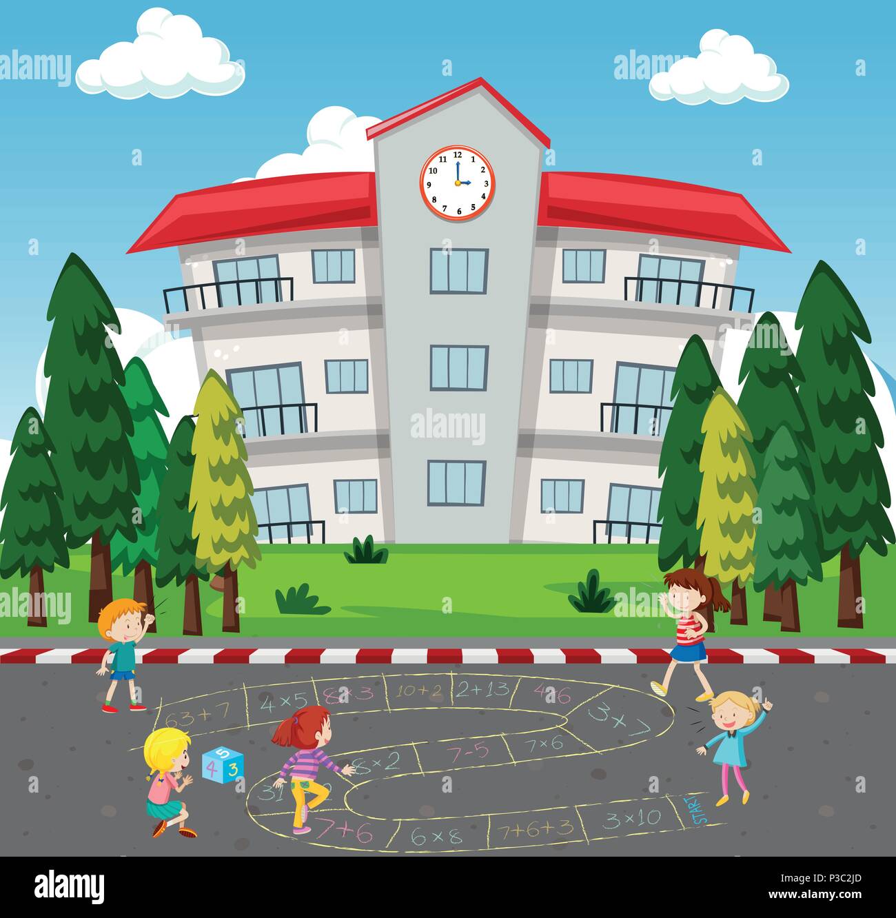 Kids Playing Math Game at School illustration Stock Vector Image & Art ...