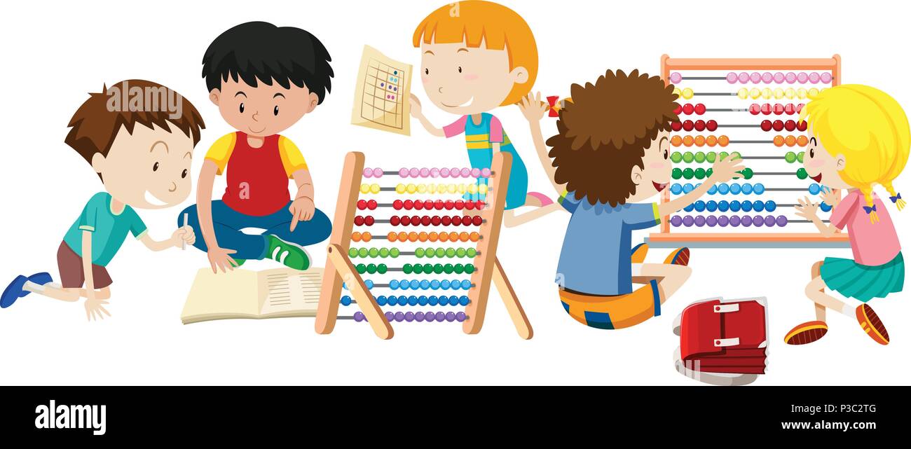 A Group of Children Learning illustration Stock Vector Image & Art - Alamy