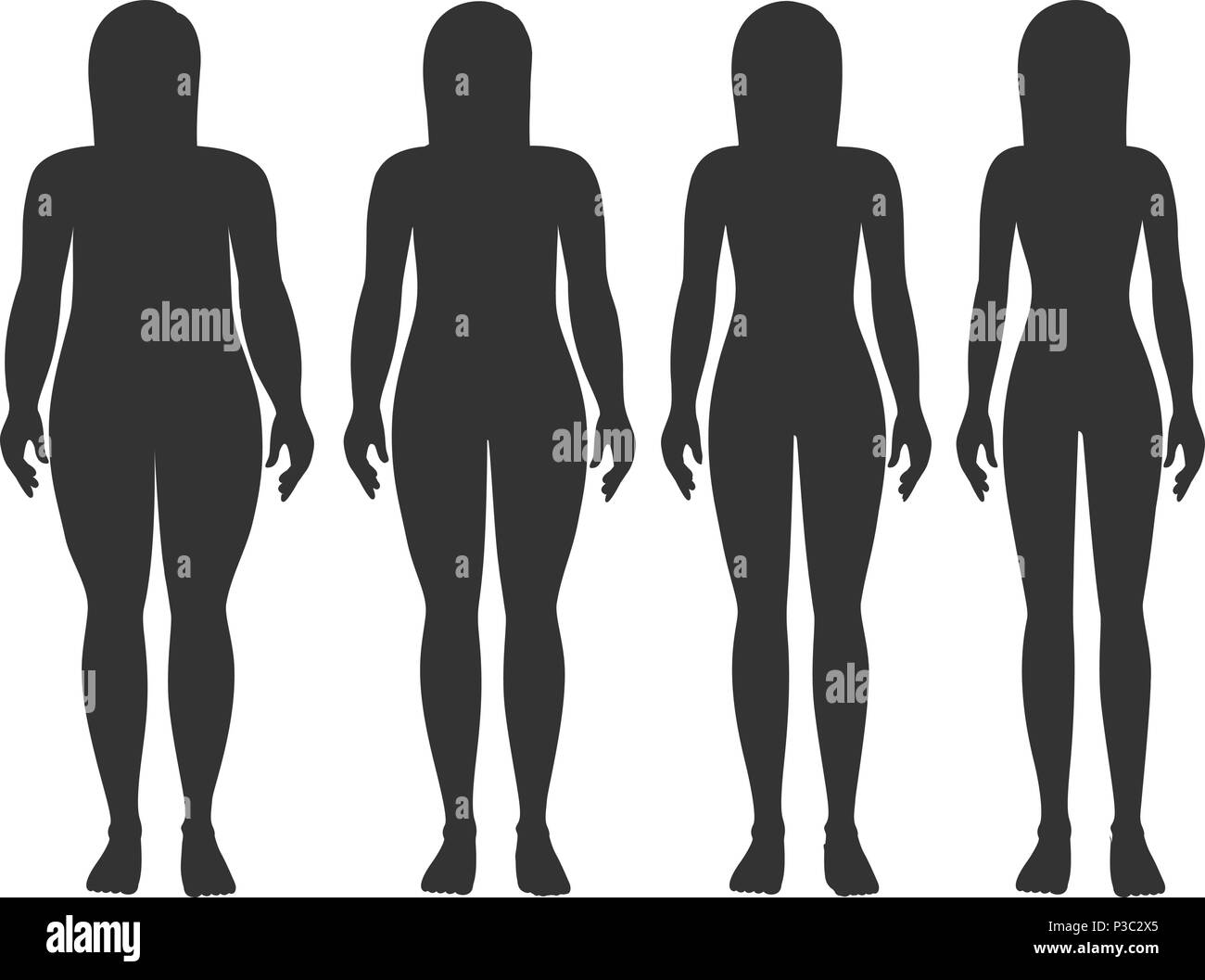 Stages of womans weight illustration Stock Vector Image & Art - Alamy
