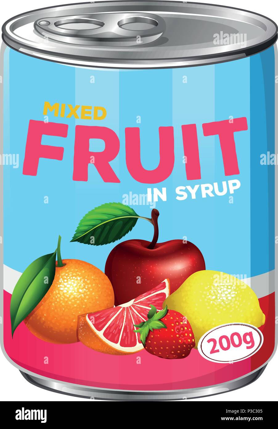 Can of mixed fruit in syrup illustration Stock Vector Image & Art - Alamy
