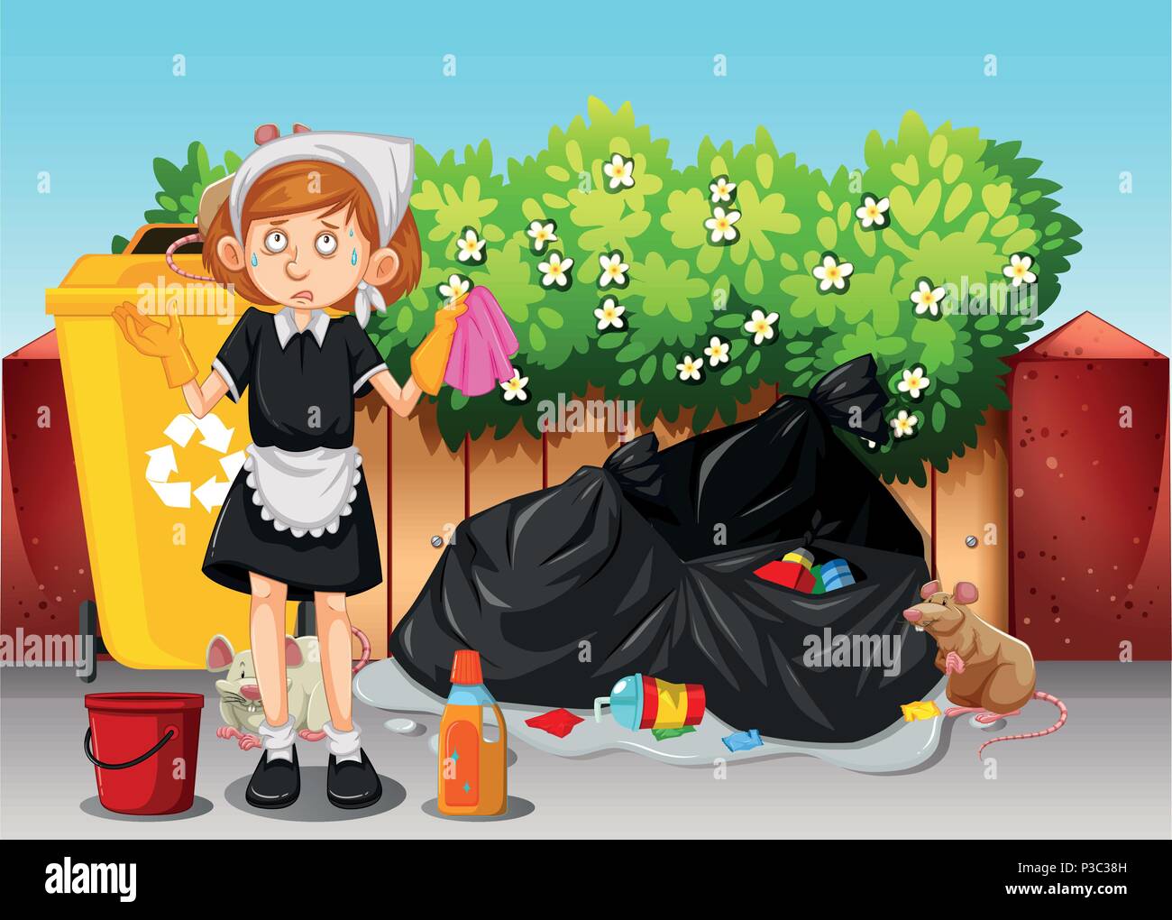 A Maid Cleaning Dirty Area illustration Stock Vector Image & Art - Alamy