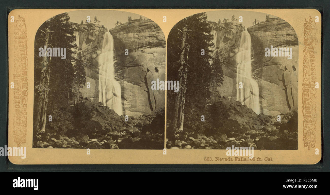 207 Nevada Falls, 700 feet, Cal, by Littleton View Co. 4 Stock Photo ...