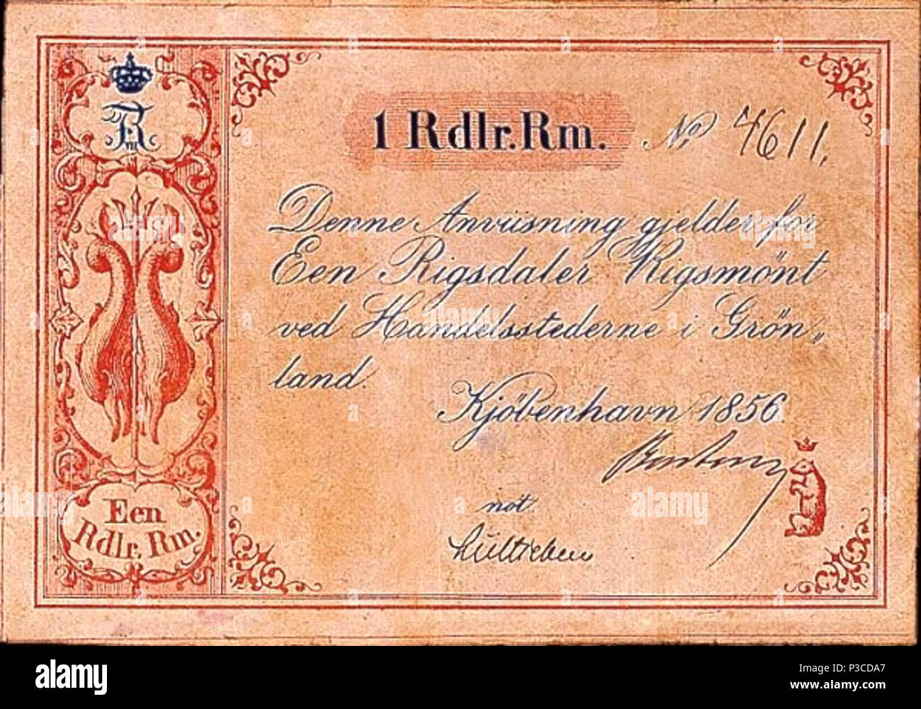 1 Daler Rigsmönt - Handelsstederne i Grönland (1856) 01 Stock Photo - Alamy