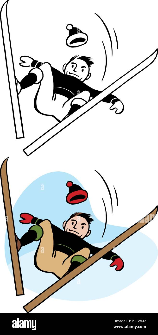 Cartoon Skier Crash