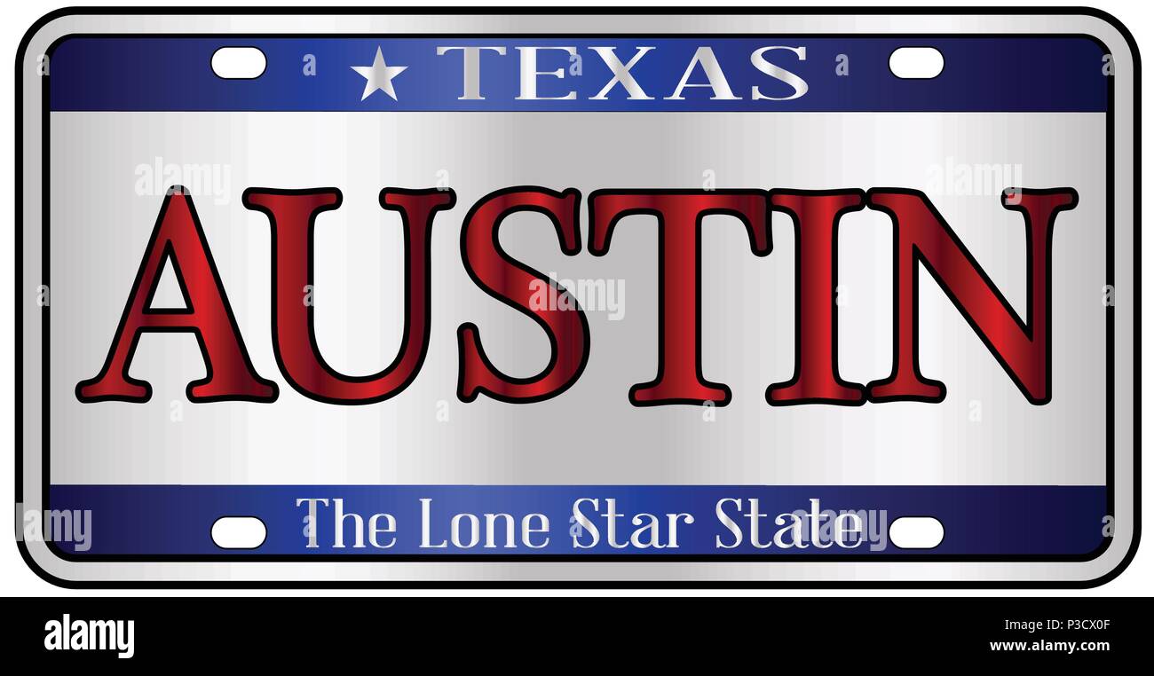 Austin Texas state license plate mockup spoof over a white background ...