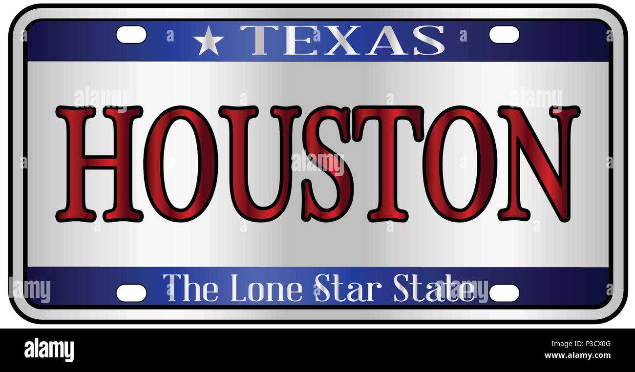 Houston Texas state license plate mockup spoof over a white background ...