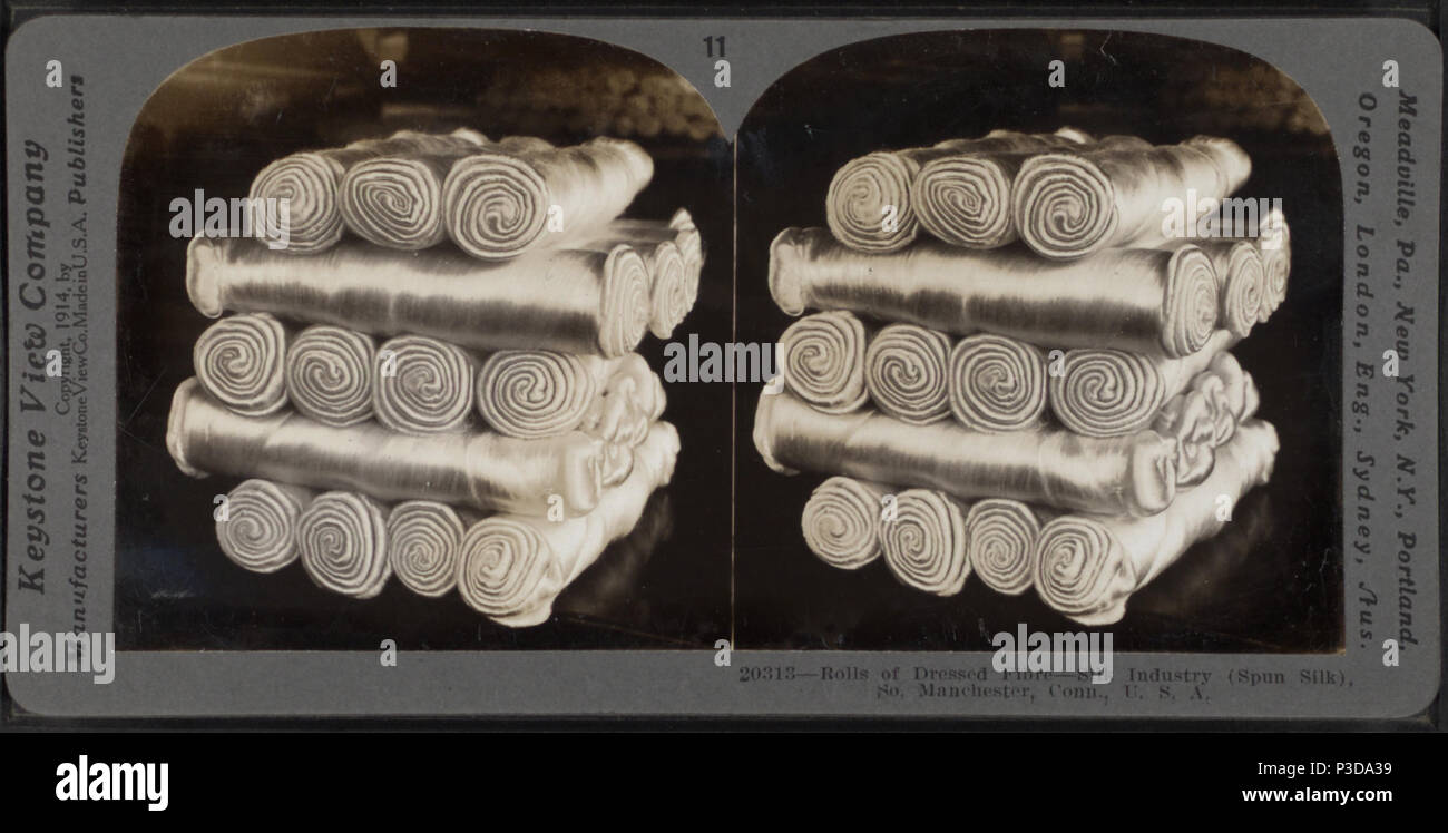 257 Rolls of dressed fibre. Silk industry (spun silk), South Manchester ...