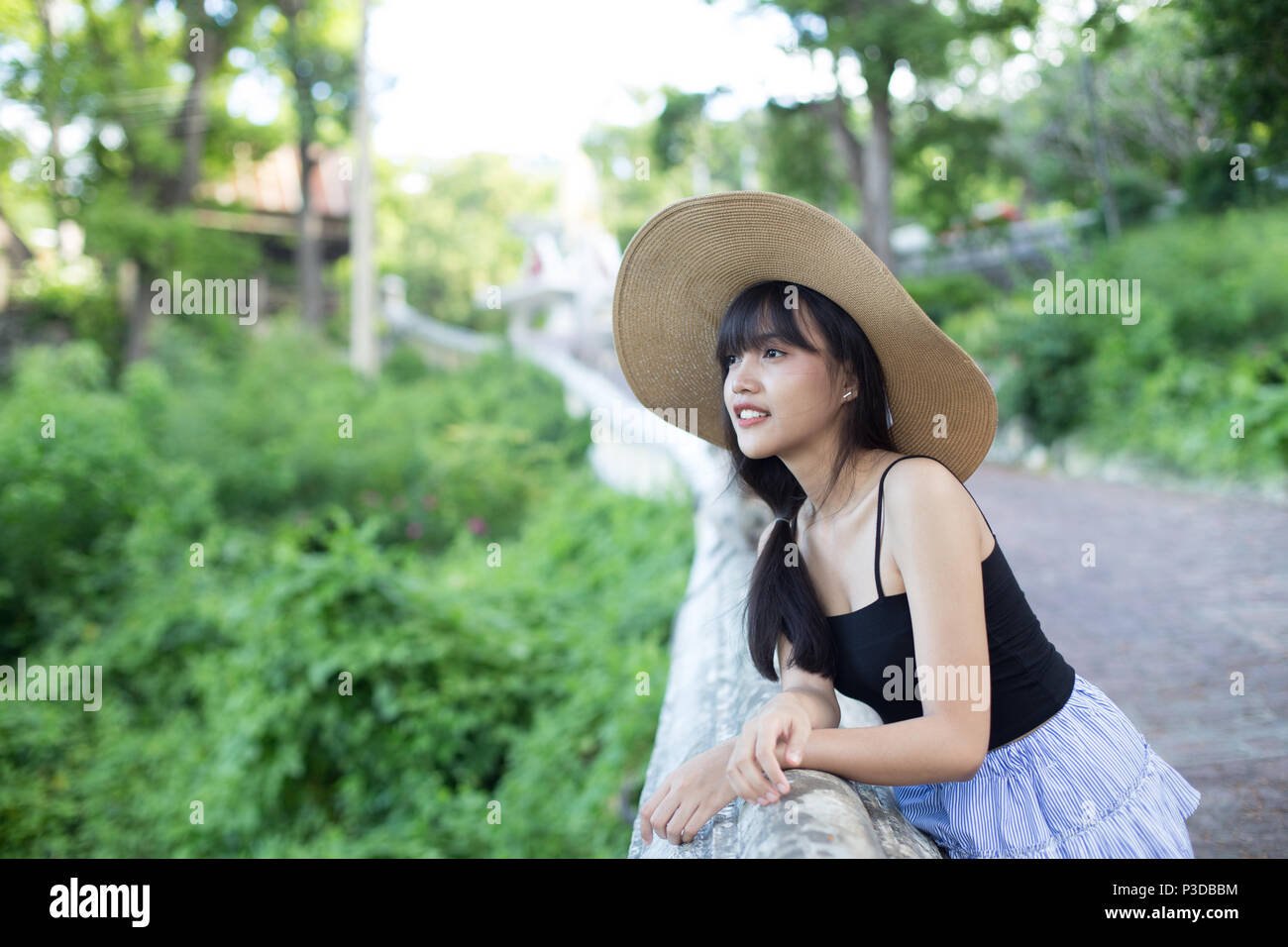 Beautiful girl enjoy and happy her lifestyle in holiday Stock Photo - Alamy