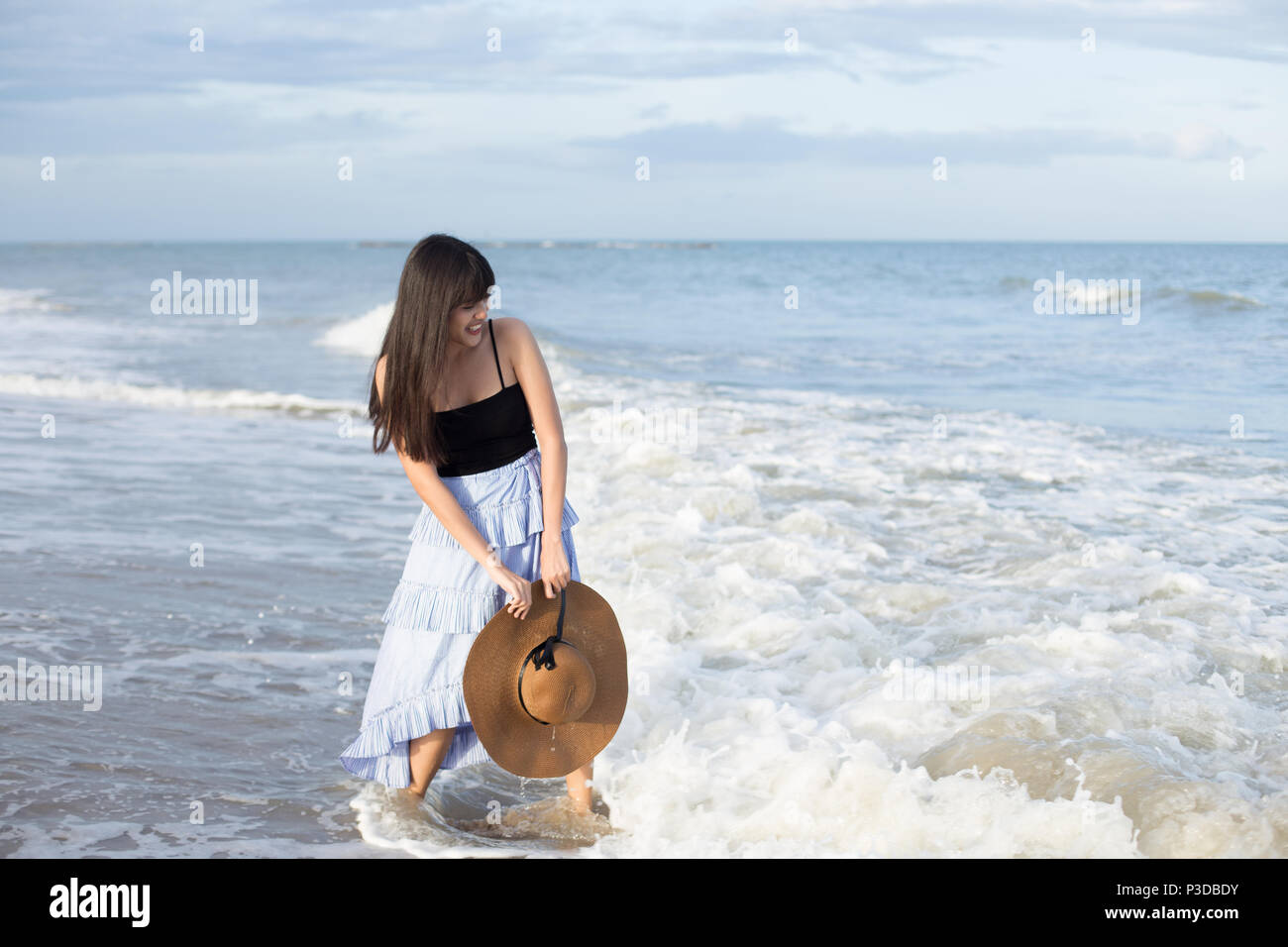 Beautiful girl enjoy and happy her lifestyle in holiday Stock Photo - Alamy