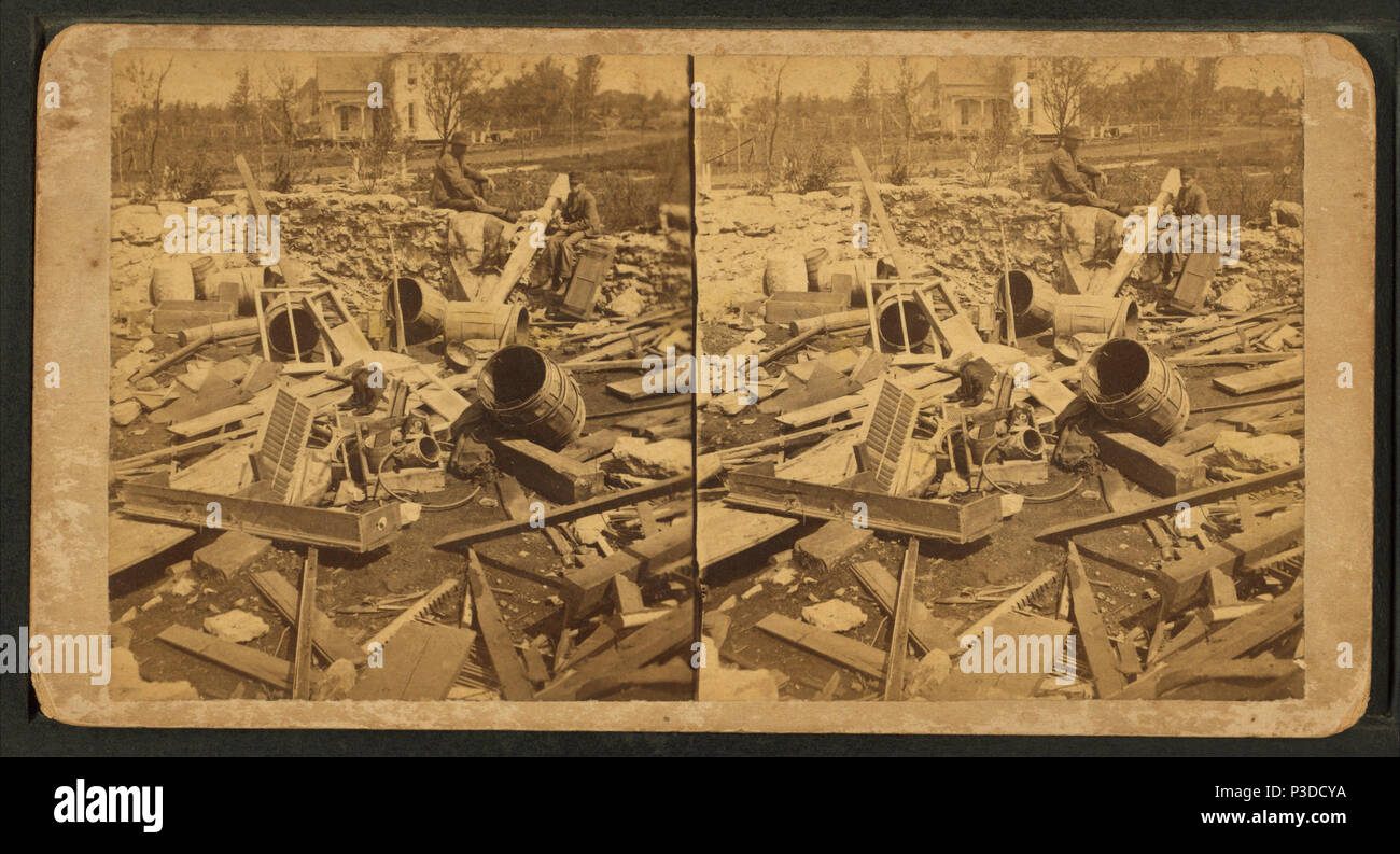 . Scene showing how things were splintered where the storm was most ...
