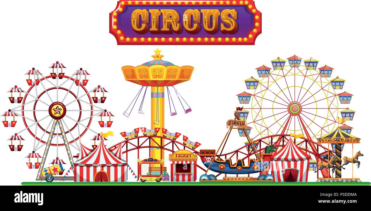A Circus Fun Fair on White Background illustration Stock Vector Image ...