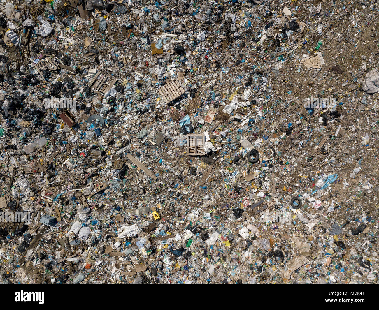 Environmental pollution. Aerial top view photo from flying drone of ...