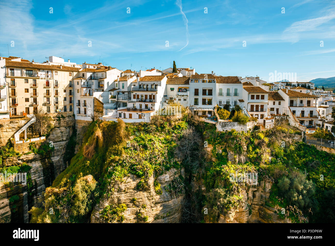 the famous stone bridge over the gorge of tajo in Ronda, Andalusia ...