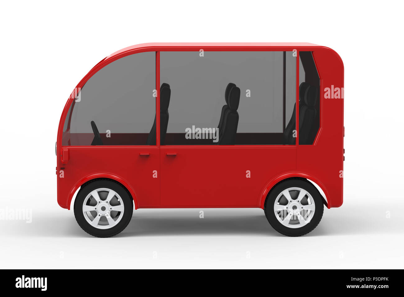 3d rendering red mini van or shuttle bus on white background Stock ...