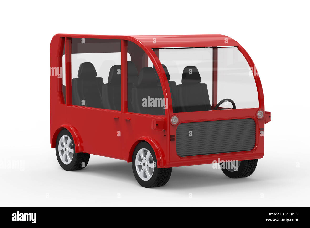 3d rendering red mini van or shuttle bus on white background Stock ...