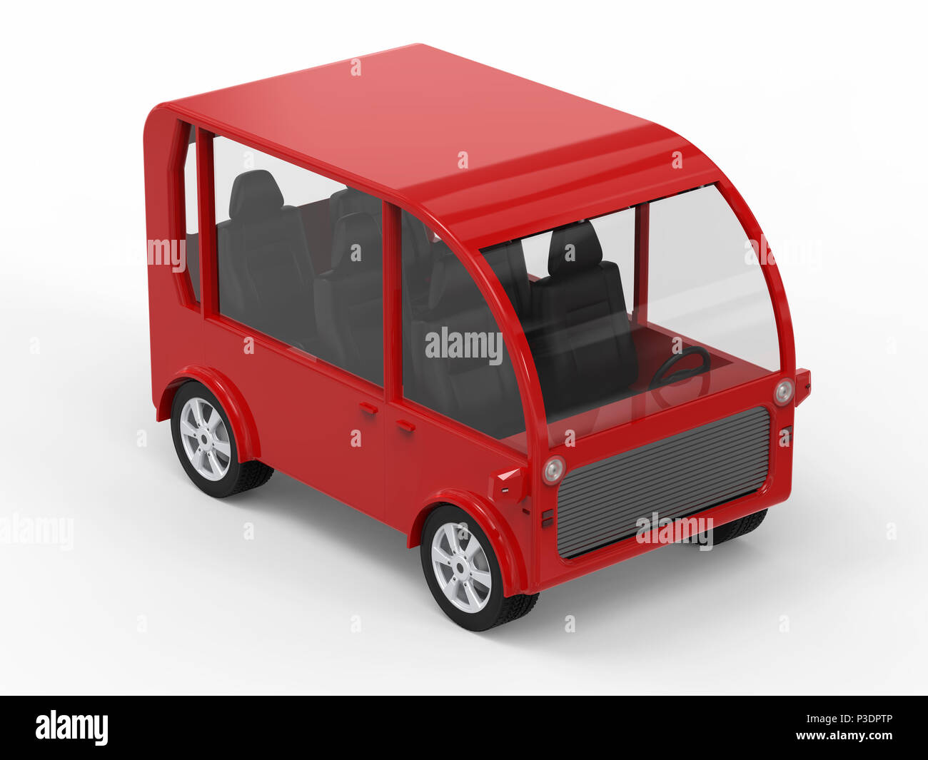 3d rendering red mini van or shuttle bus on white background Stock ...