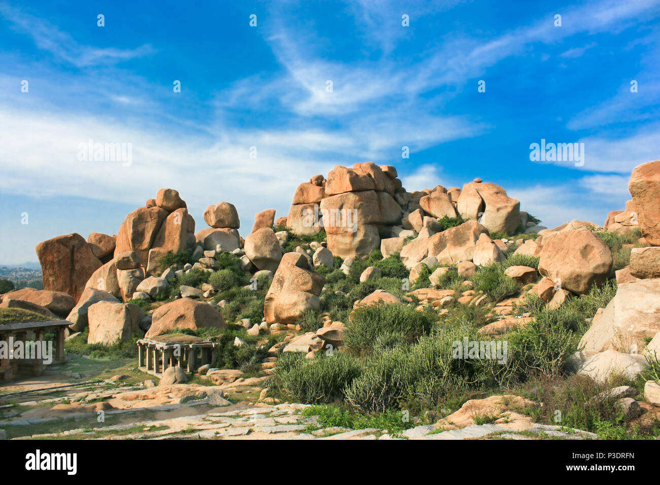Gigant rocks, area of Hampi, the ancient hindu city, state of Karnataka ...