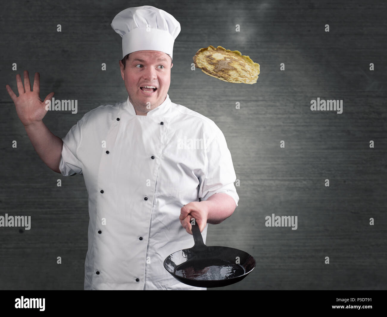 Chef fries fresh pancakes Stock Photo - Alamy