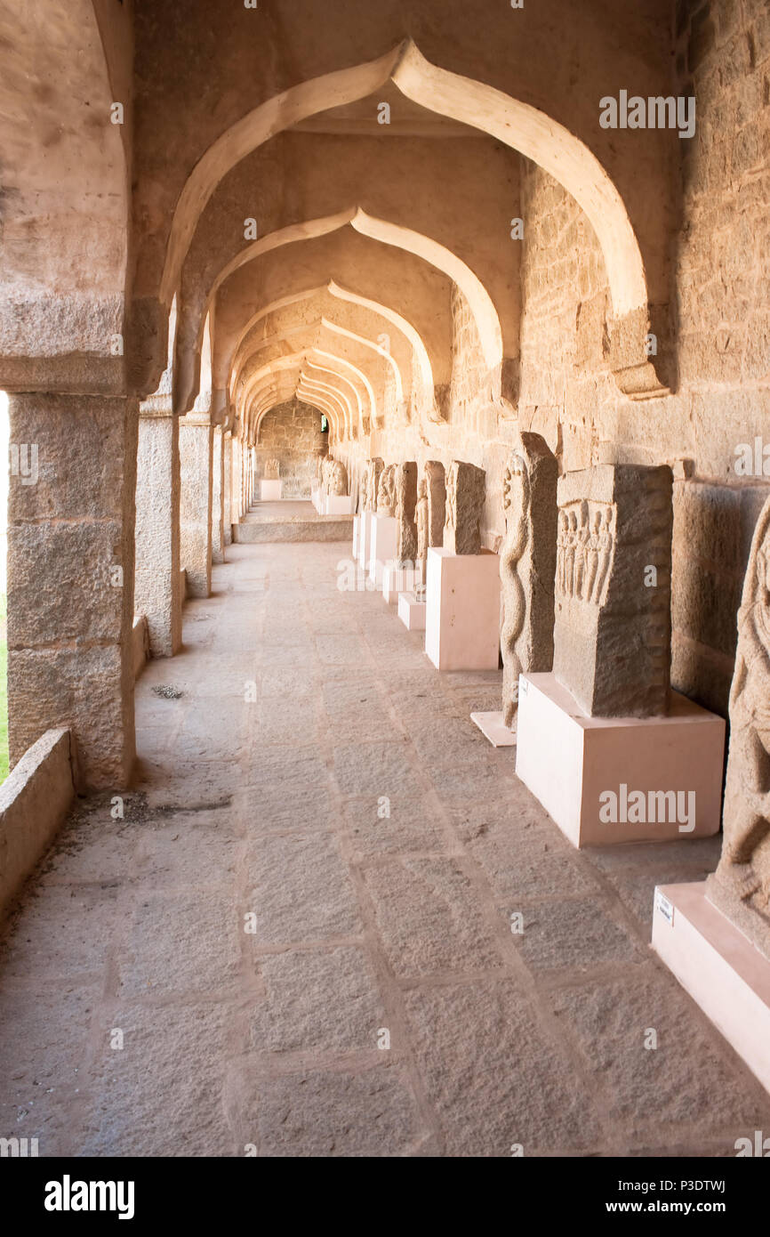 The passage of Zenana Enclosure, area of Hampi, Karnataka, India Stock ...