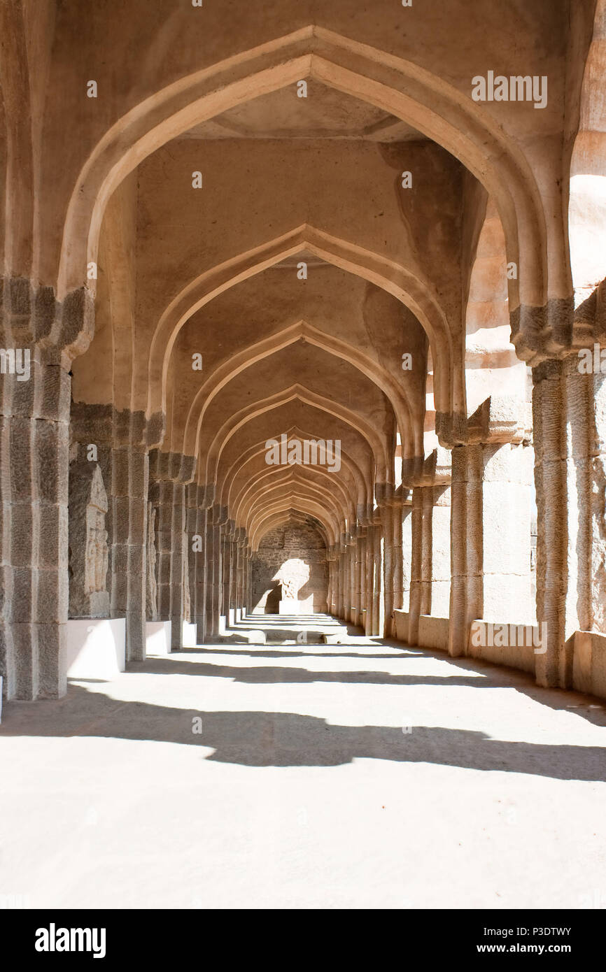 The passage of Zenana Enclosure, area of Hampi, Karnataka, India Stock ...