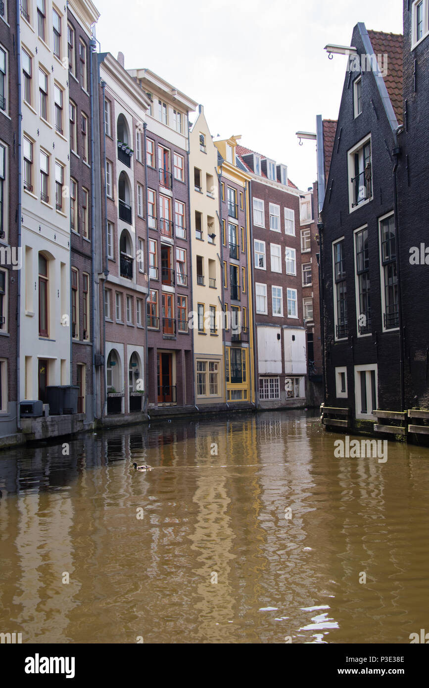 Typical Dutch buildings in Amsterdam overlooking a side canal Stock ...