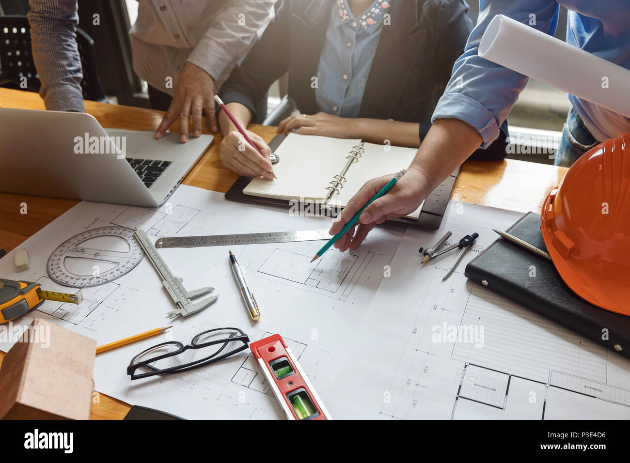 Engineer and Architect concept, Engineer Architects and real estate ...