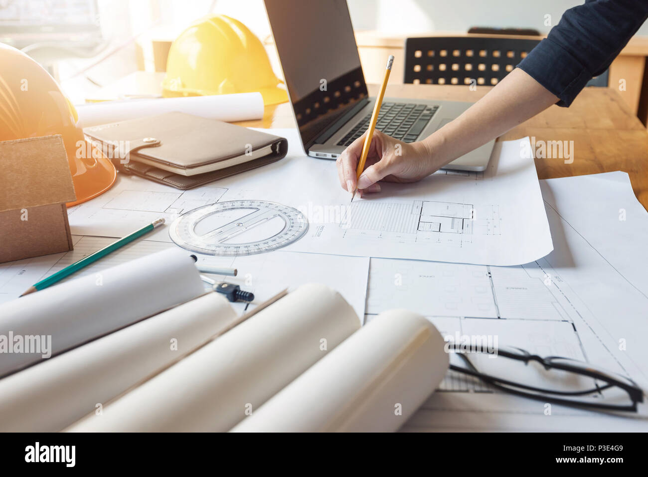 Engineer and Architect concept, Engineer Architects and real estate ...