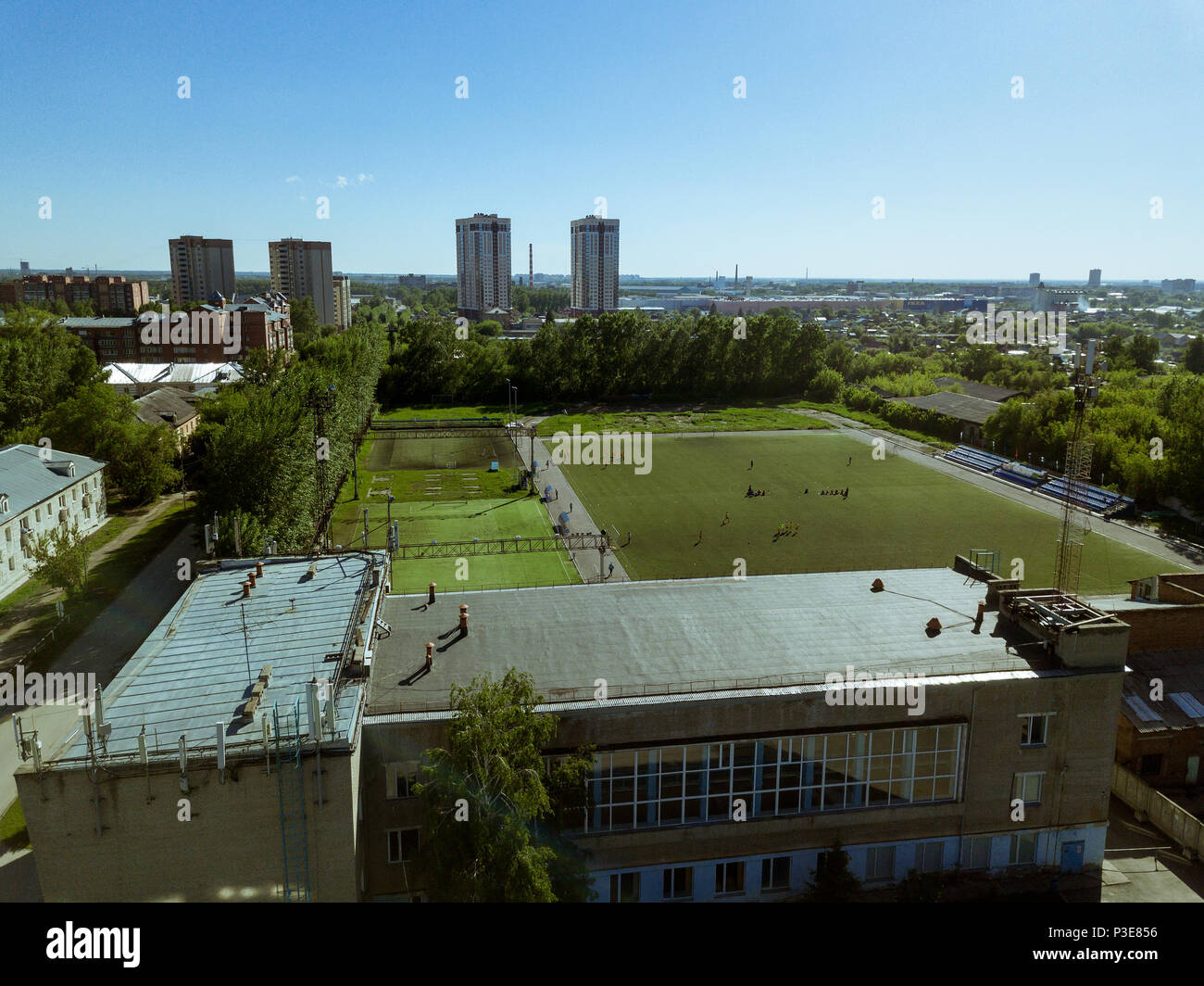 Aerial View High School Football Stadium High Resolution Stock ...