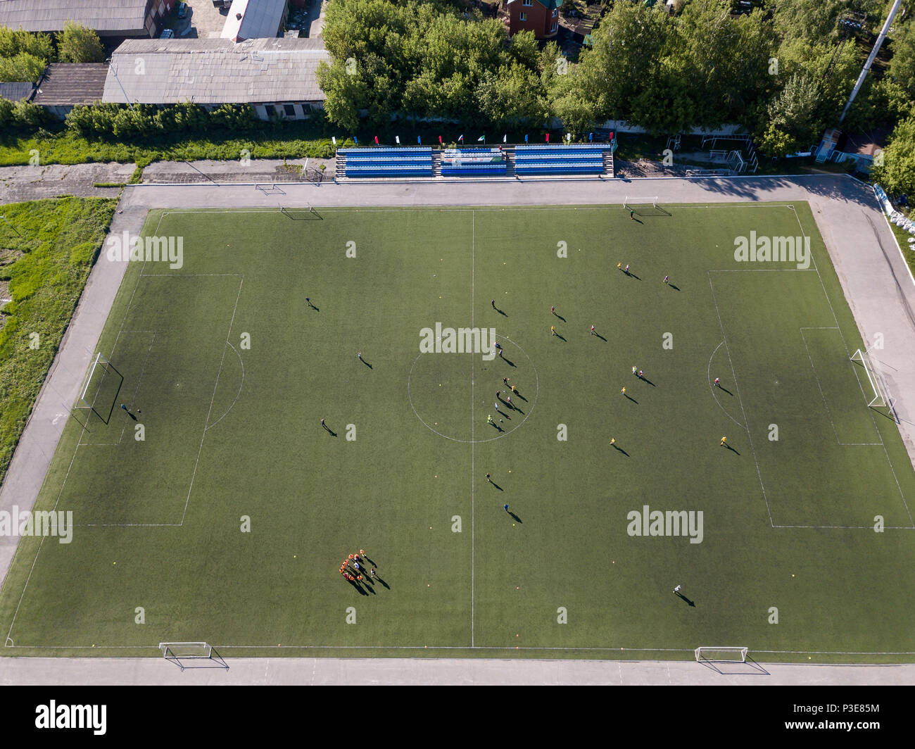 Aerial View High School Football Stadium High Resolution Stock ...