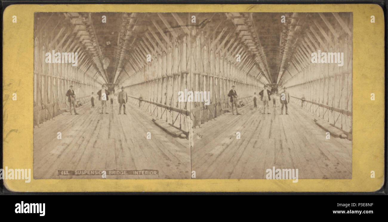 294 Suspension Bridge, interior. (Group posing on the carriage way ...