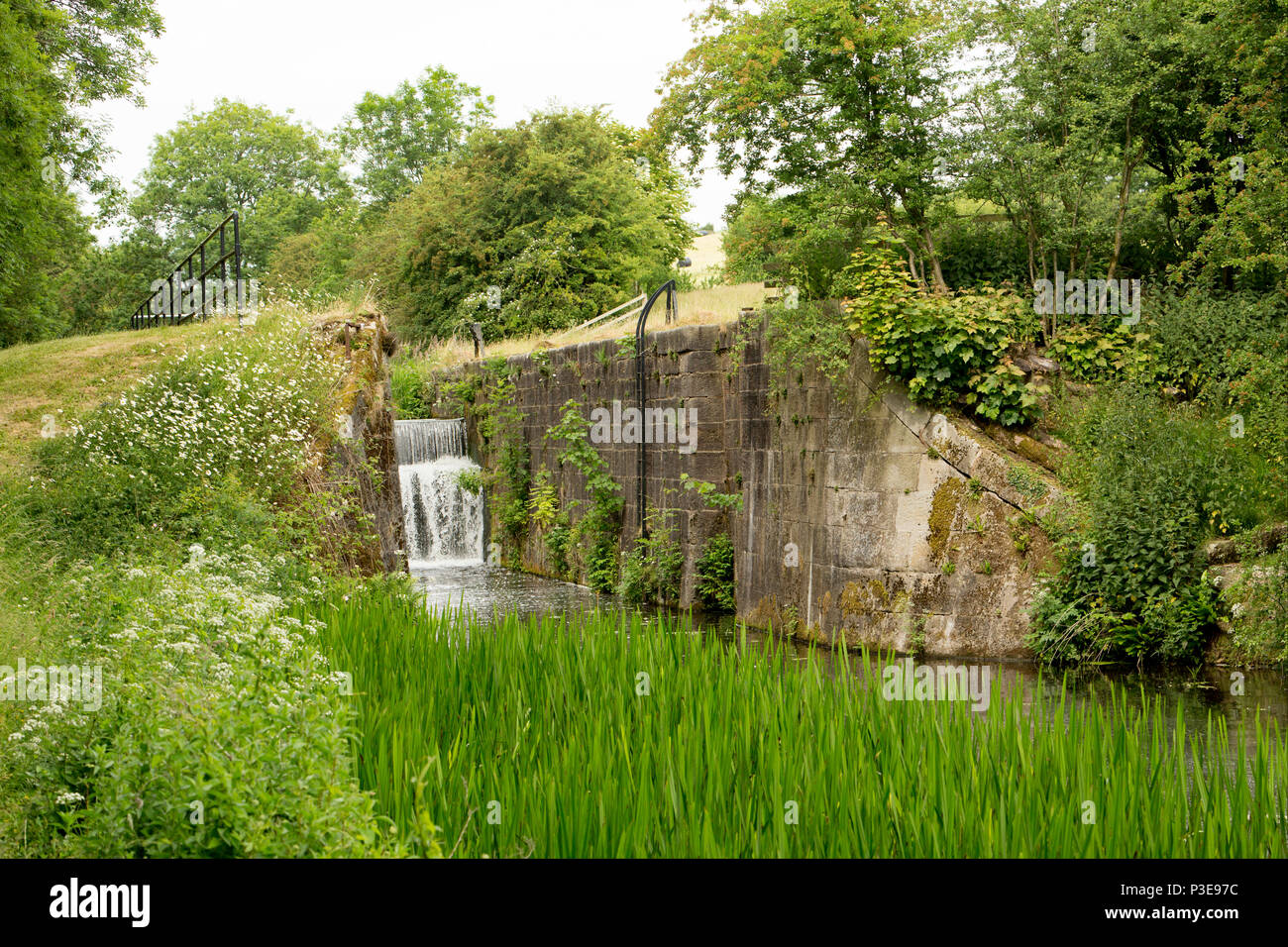 A section of the Lancaster canal and lock at Tewitfield Locks on the ...