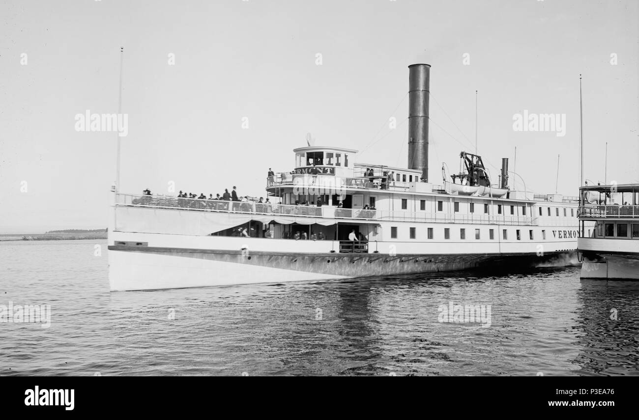 . English: Vermont, Lake Champlain steamboat. (image shows a portion of ...
