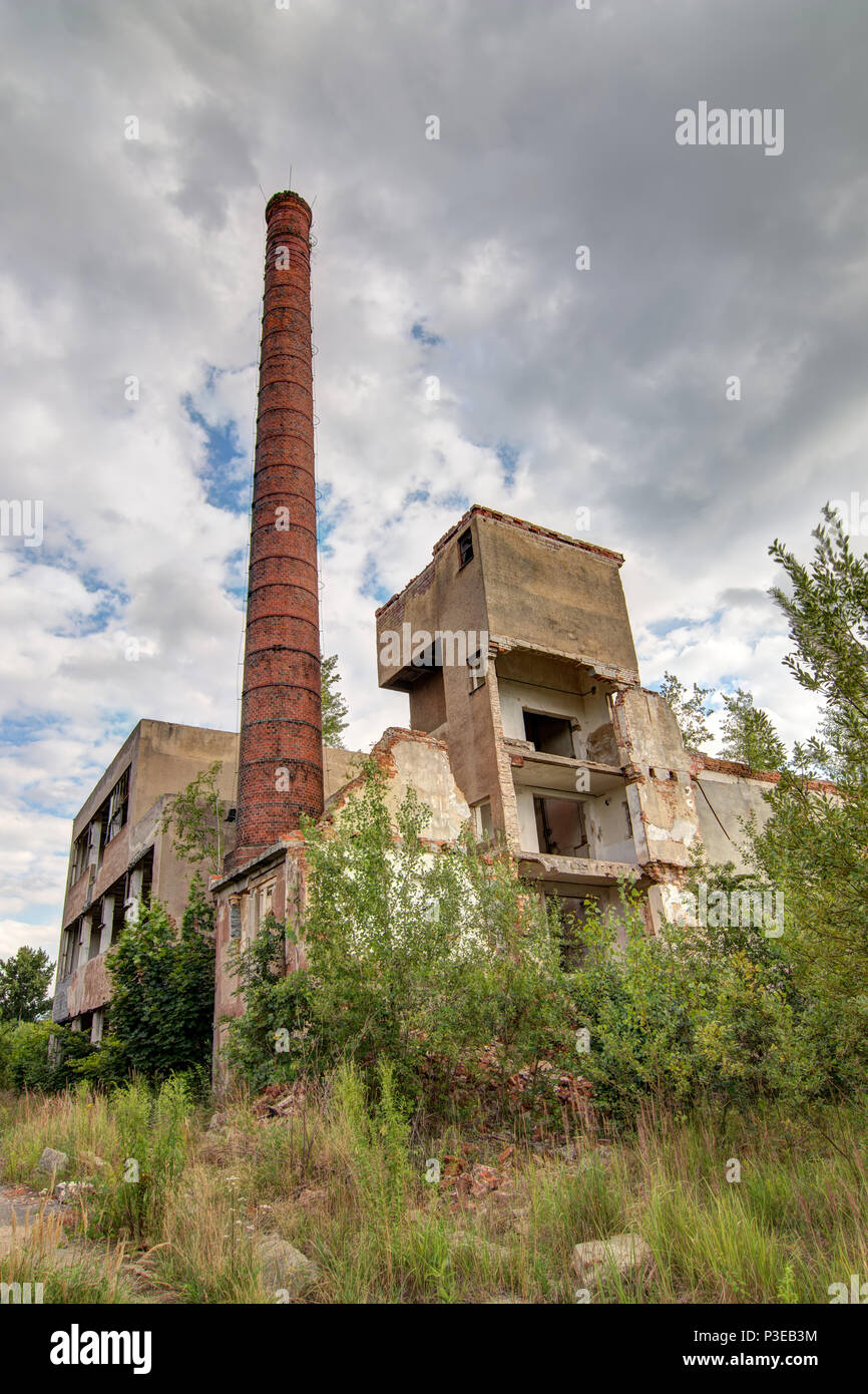 Abandoned and dilapidated factory overgrown of vegetation Stock Photo ...