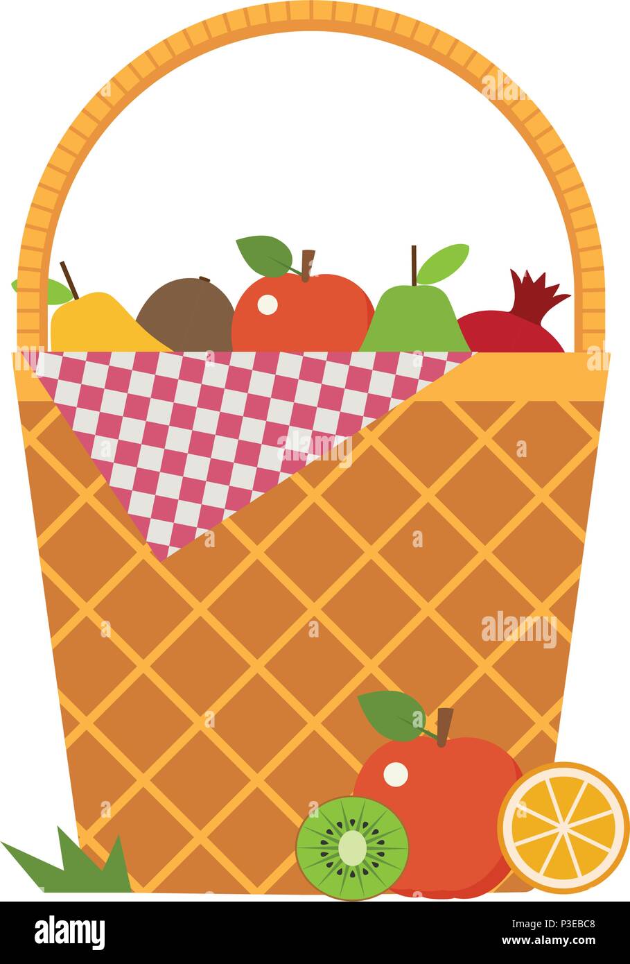Picnic Vegetable Basket wit Blanket Stock Vector Image & Art - Alamy