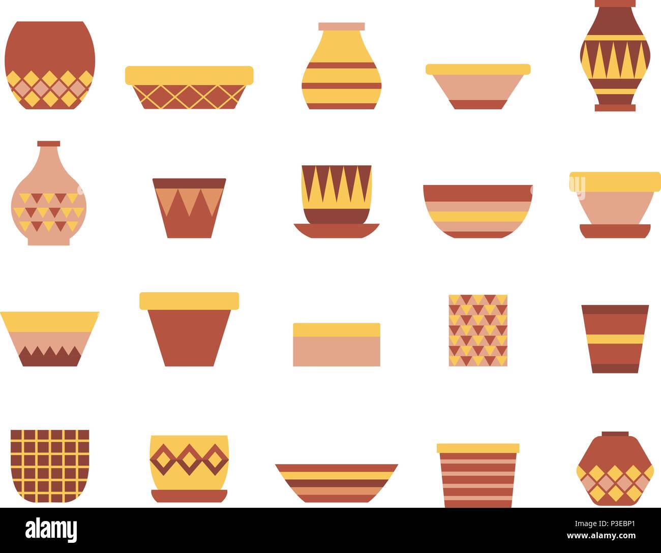 Ceramic Empty Clay Pots Icon Set Stock Vector Image & Art - Alamy