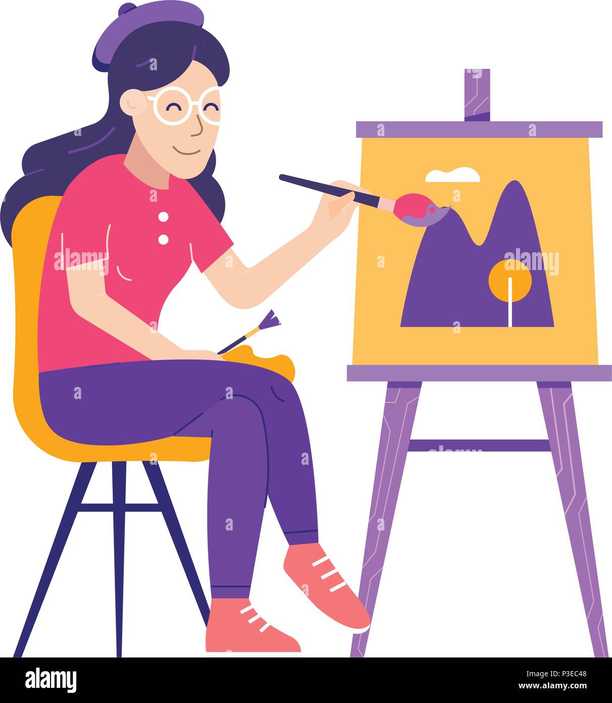 Cartoon artist palette happy smiling Stock Vector Images - Alamy